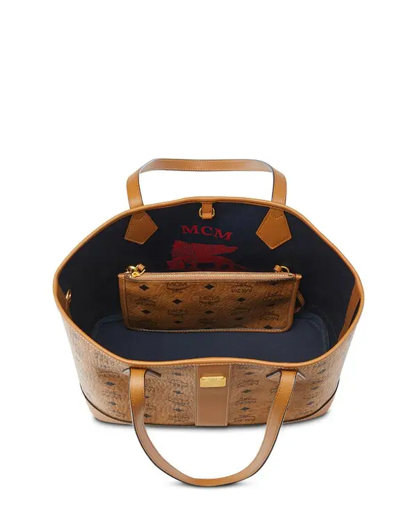Mcm Liz Small Visetos Leather Tote - Cognac