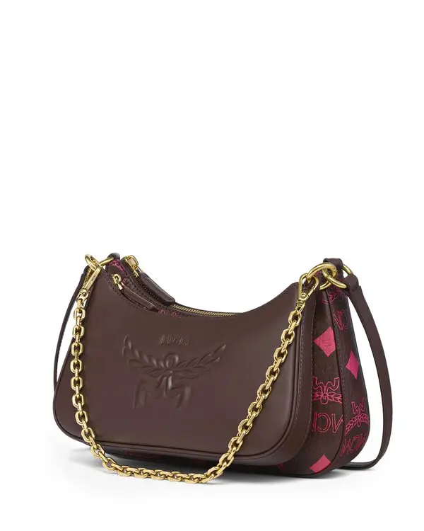 Mcm Aren Maxi Double Leather Shoulder Bag - Cinnamon