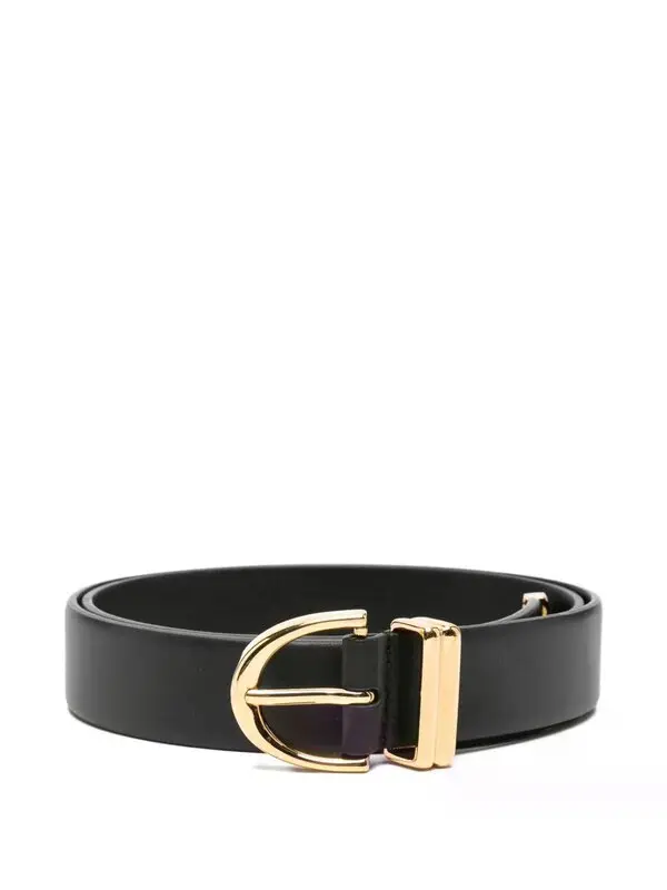 Khaite Leather Belt With Gold-tone Hardware - Black