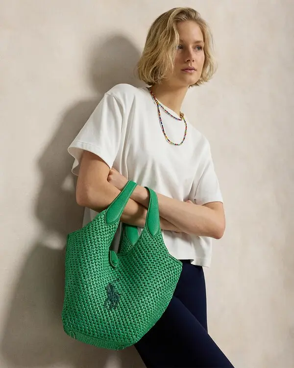 Polo Ralph Lauren Faux Raffia Tote Bag