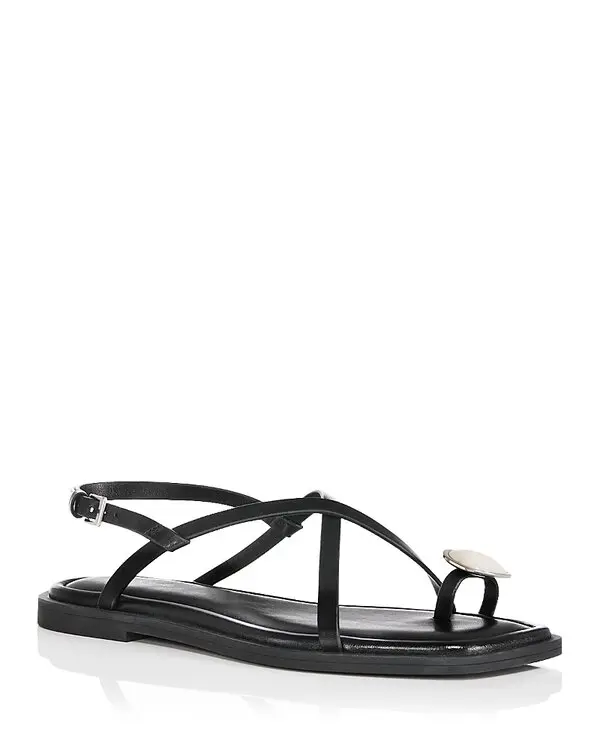 Rag & Bone Flat Sandals With Embellished Toe - Black