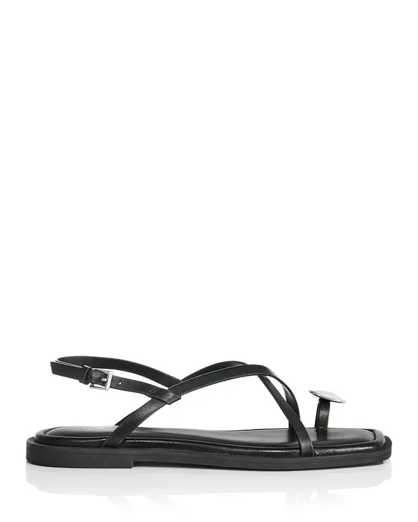 Rag & Bone Flat Sandals With Embellished Toe - Black