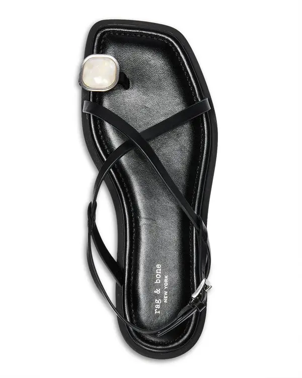 Rag & Bone Flat Sandals With Embellished Toe - Black