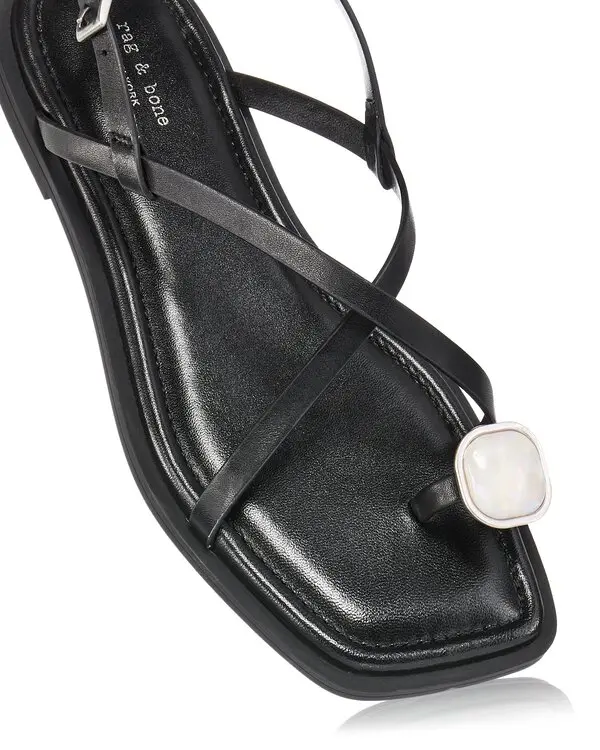 Rag & Bone Flat Sandals With Embellished Toe - Black
