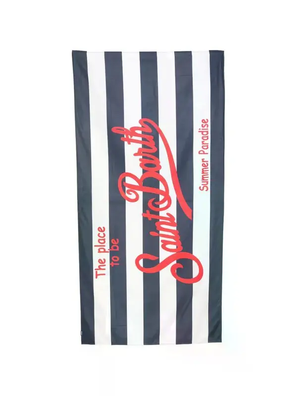 MC2 SAINT BARTH Aidan Striped Logo-print Beach Towel - Blue