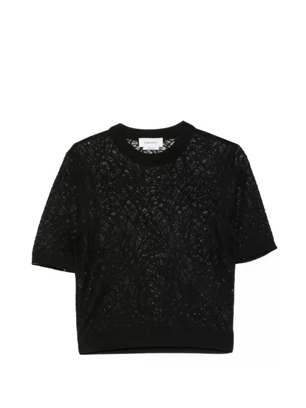 Alexander McQueen Lace-knit Short-sleeve Top