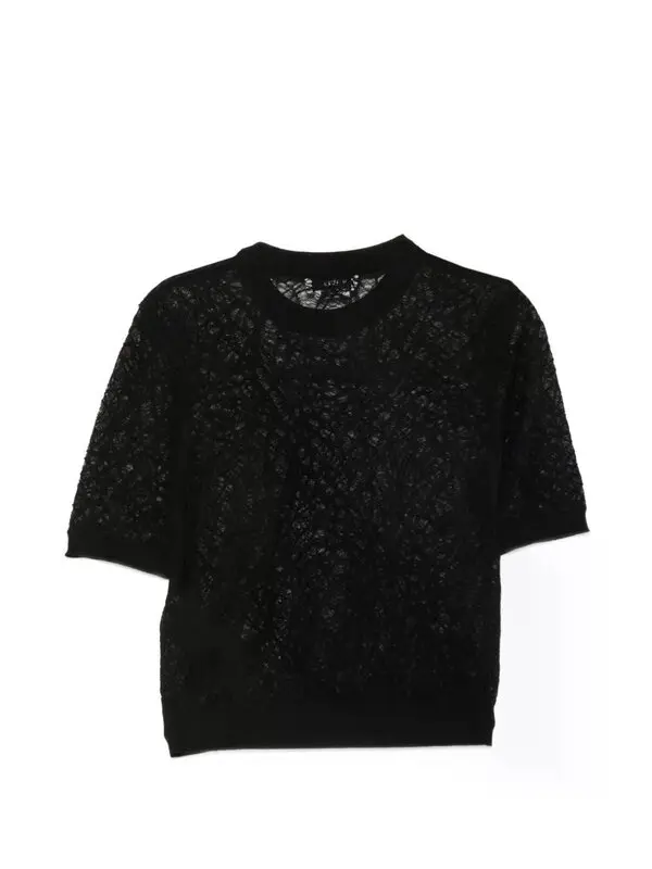 Alexander McQueen Lace-knit Short-sleeve Top
