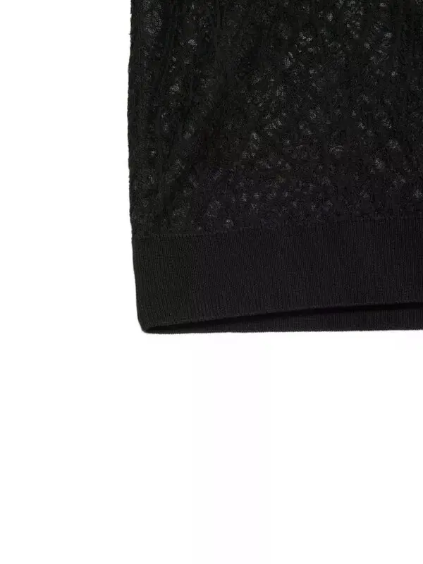 Alexander McQueen Lace-knit Short-sleeve Top
