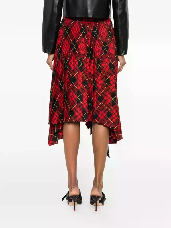Alexander McQueen Check Pattern Asymmetric Skirt