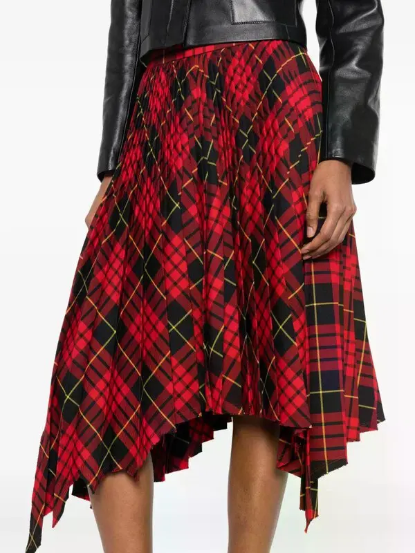 Alexander McQueen Check Pattern Asymmetric Skirt
