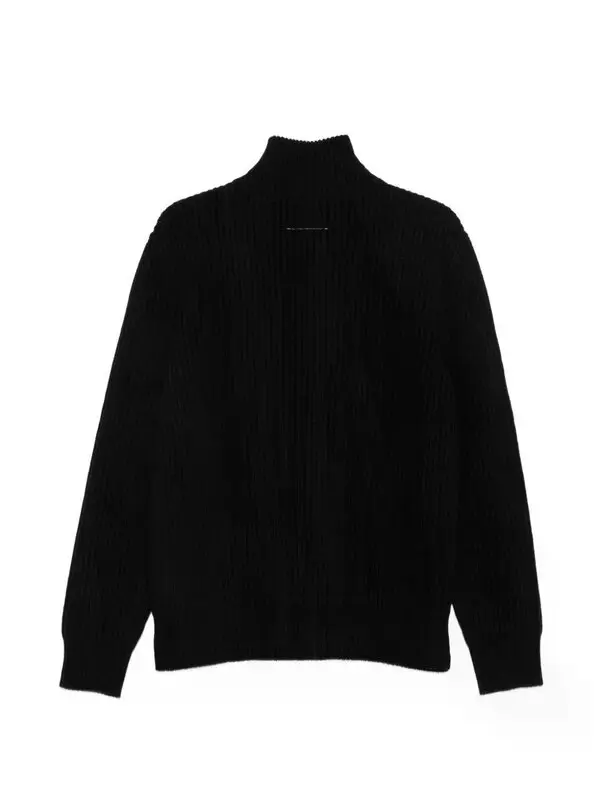 MAISON MARGIELA Ribbed Knit Zip-up Sweater