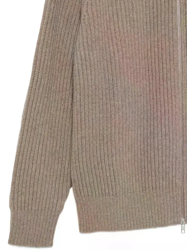 MAISON MARGIELA Ribbed Knit Zip-up Sweater - Grey