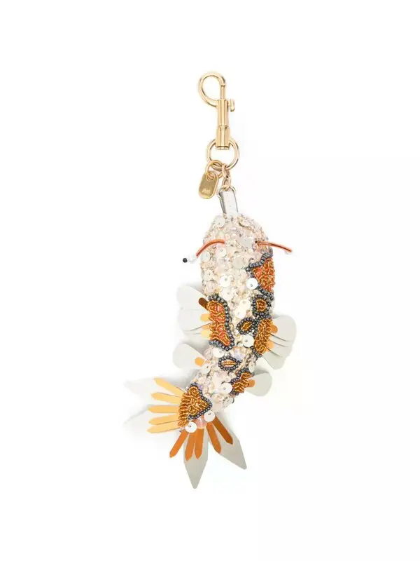 ANYA HINDMARCH Koi Sequin Embellished Keyring - Neutrals