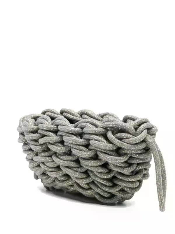 Alienina Woven-rope Clutch - Silver