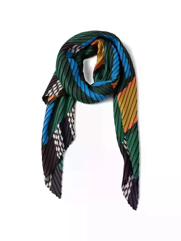 MULTITUDES BAGS Selene Geometric-print Pleated Scarf - Neutrals