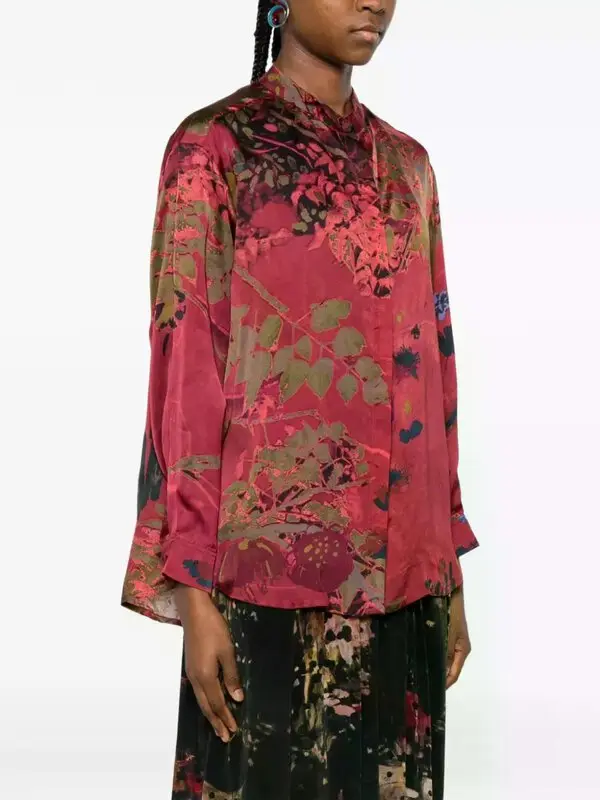 YAVI Floral-print Silk-blend Shirt
