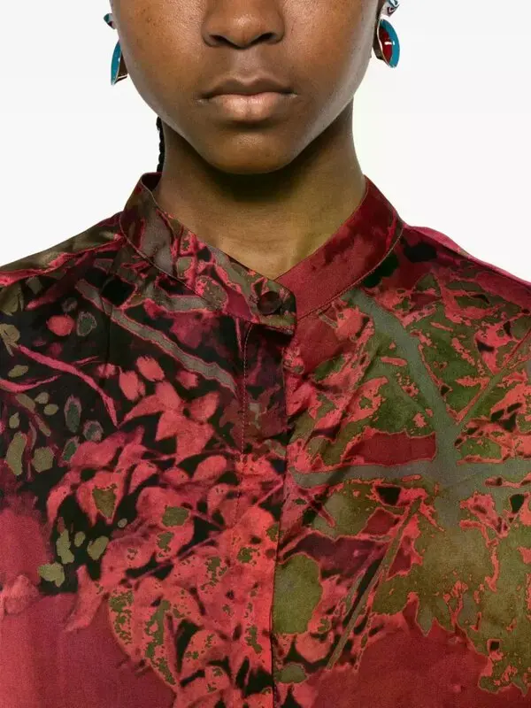YAVI Floral-print Silk-blend Shirt