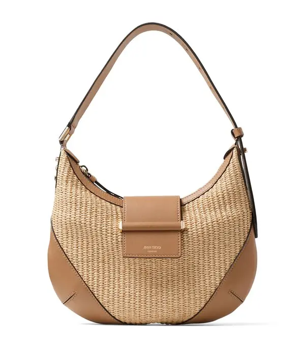 JIMMY CHOO Small Raffia Bar Shoulder Bag