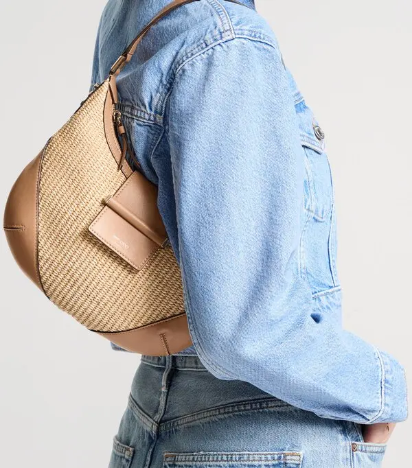 JIMMY CHOO Small Raffia Bar Shoulder Bag