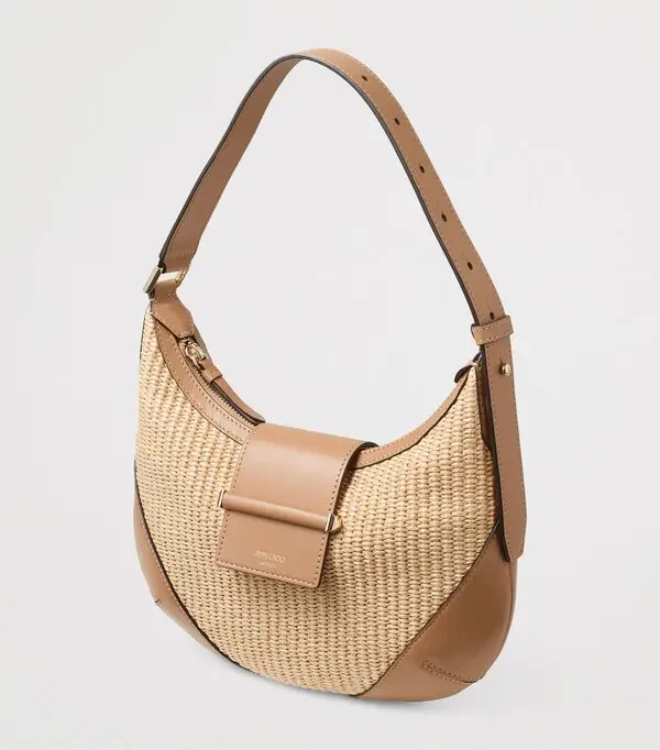 JIMMY CHOO Small Raffia Bar Shoulder Bag