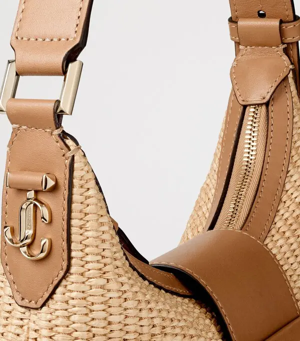 JIMMY CHOO Small Raffia Bar Shoulder Bag