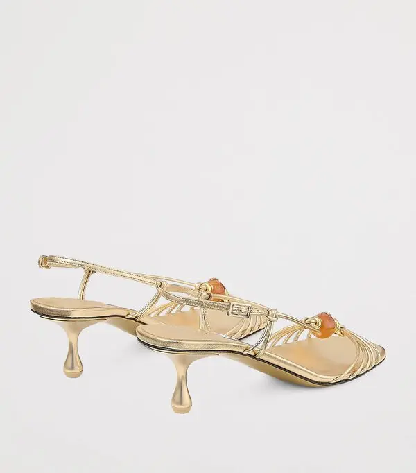 JIMMY CHOO Lova 50 Metallic Leather Heeled Sandals - Gold