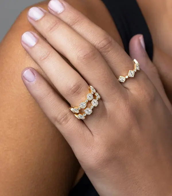 DAVID MORRIS Yellow Gold And Diamond Triolette Hexagon Ring