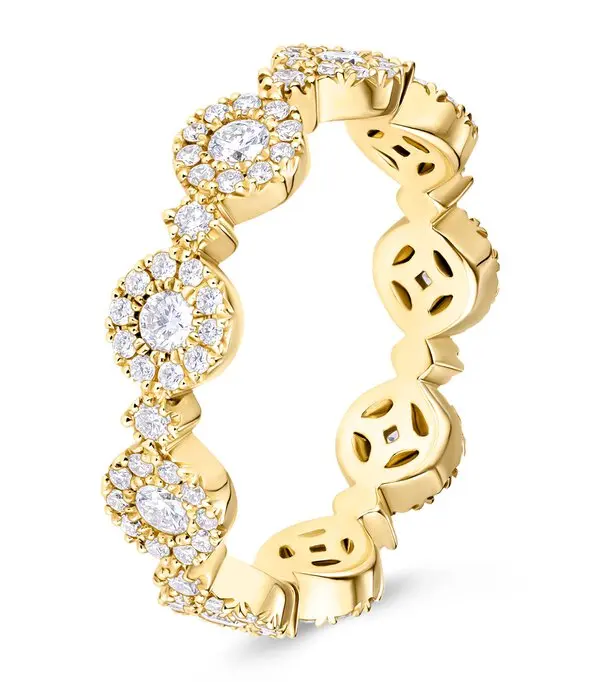 DAVID MORRIS Yellow Gold And Diamond Triolette Oval Ring - Clear
