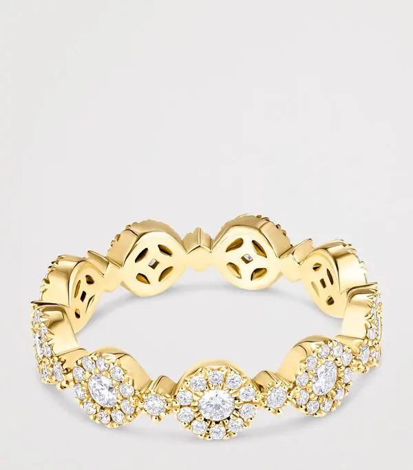 DAVID MORRIS Yellow Gold And Diamond Triolette Oval Ring