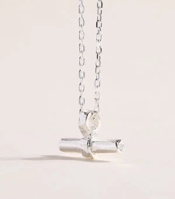 THE OUZE Sterling T-bar Necklace - Silver