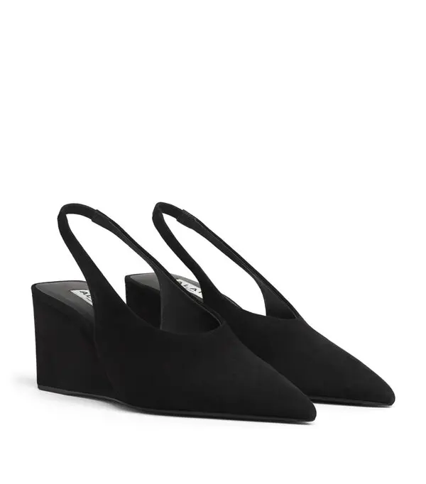 Alaïa Suede Slingback Wedge - Black
