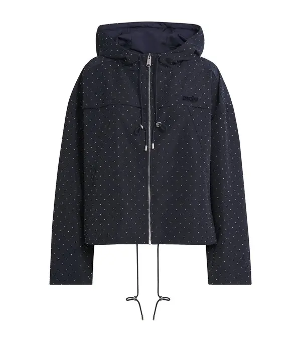Maje Embellished Zip-up Hooded Jacket