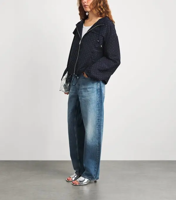 Maje Embellished Zip-up Hooded Jacket