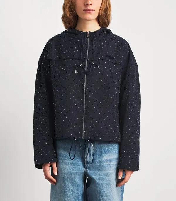 Maje Embellished Zip-up Hooded Jacket