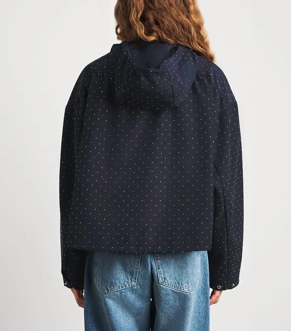 Maje Embellished Zip-up Hooded Jacket