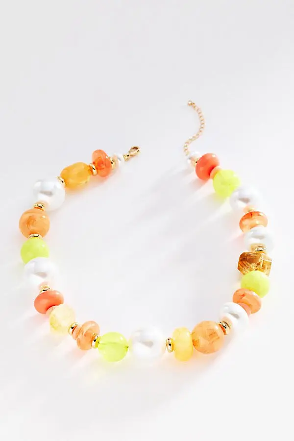 Anthropologie Chunky Beaded Necklace - Citron