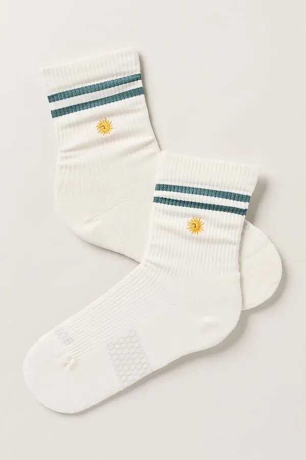 BOMBAS Icon Double-stripe Quarter Crew Socks - Sun