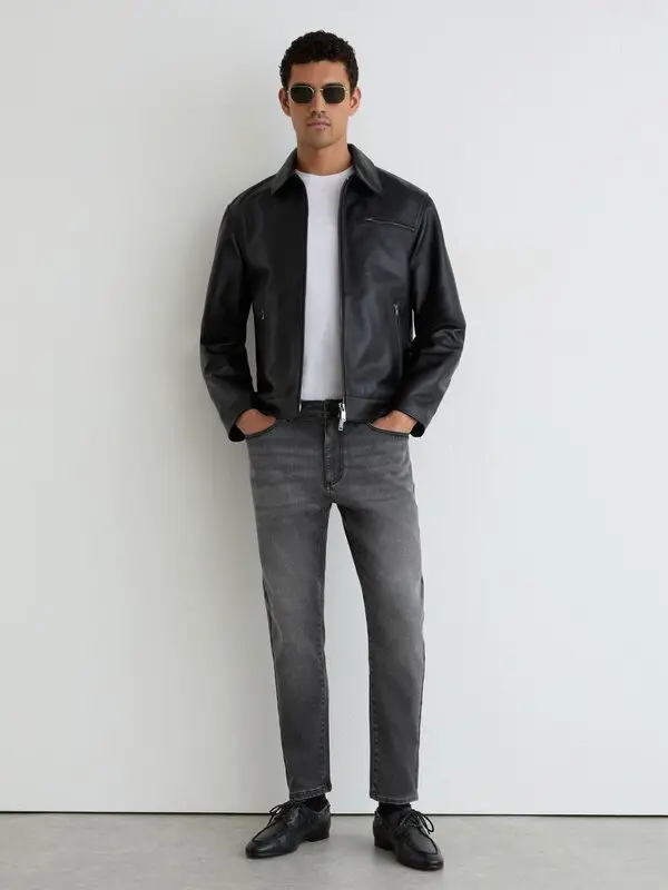 REISS Rathbone Relaxed-fit Cropped Jeans - Washed Black