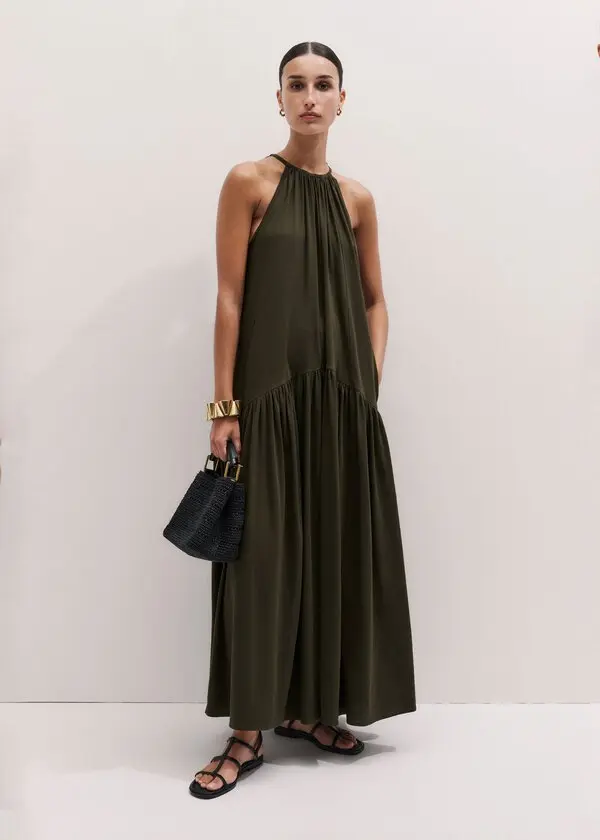 ME+EM Gathered Halterneck Maxi Dress