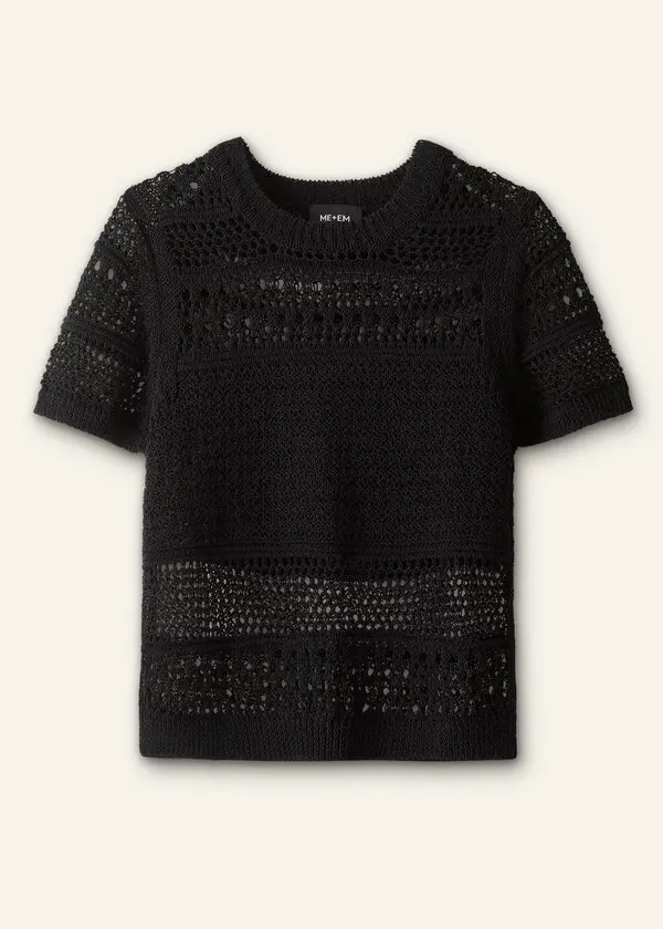 ME+EM Linear Knit Straight Baby Tee