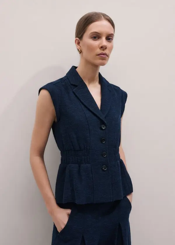 ME+EM Textured Fitted Waistcoat