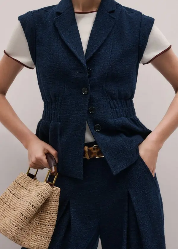 ME+EM Textured Fitted Waistcoat