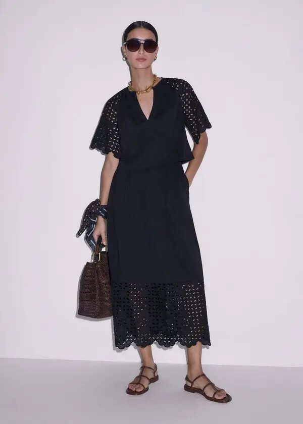 ME+EM Broderie Anglaise Maxi Dress - Black