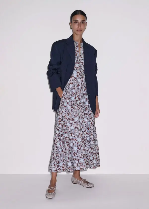 ME+EM Floral Print Midi Dress