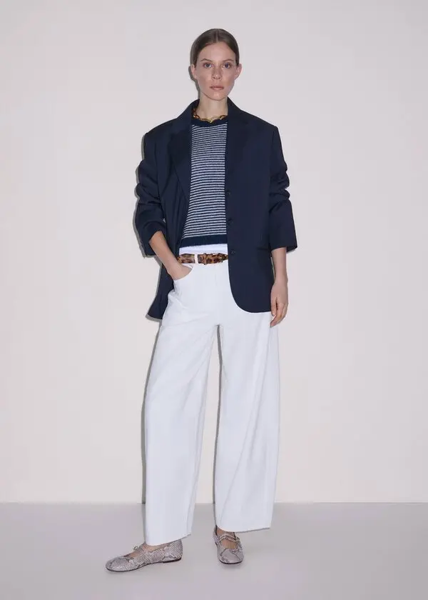 ME+EM Tapered Trousers With Vertical Stripes