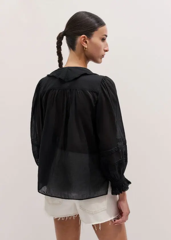 ME+EM Cotton Voile Ruffle Blouse