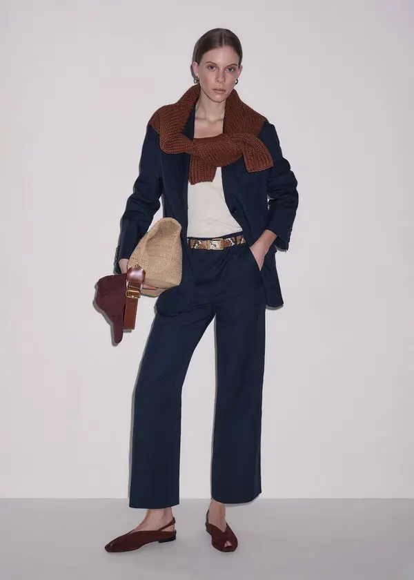 ME+EM Straight Crop Trousers - Navy