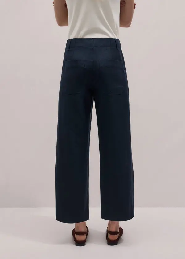 ME+EM Straight Crop Trousers - Navy