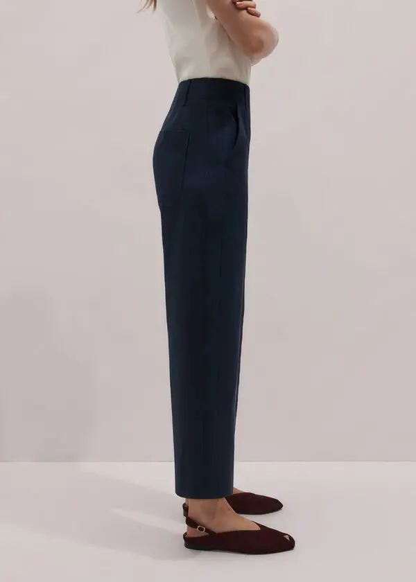 ME+EM Straight Crop Trousers - Navy
