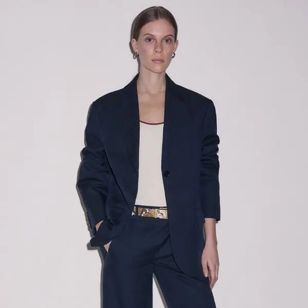 ME+EM Straight Crop Trousers - Navy